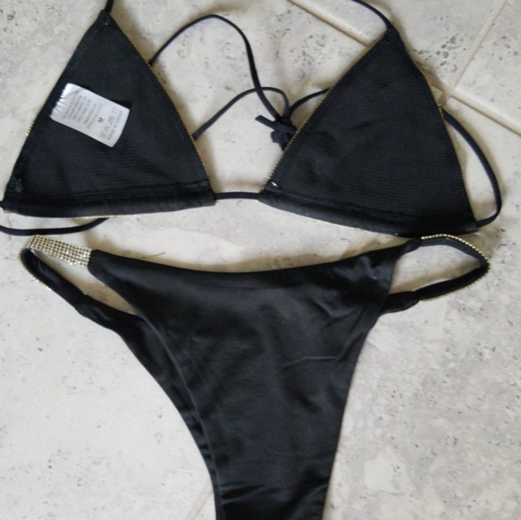 Swim | Crystal Rhinestone Micro Bikini Thong Swimsuit 22 | Poshmark